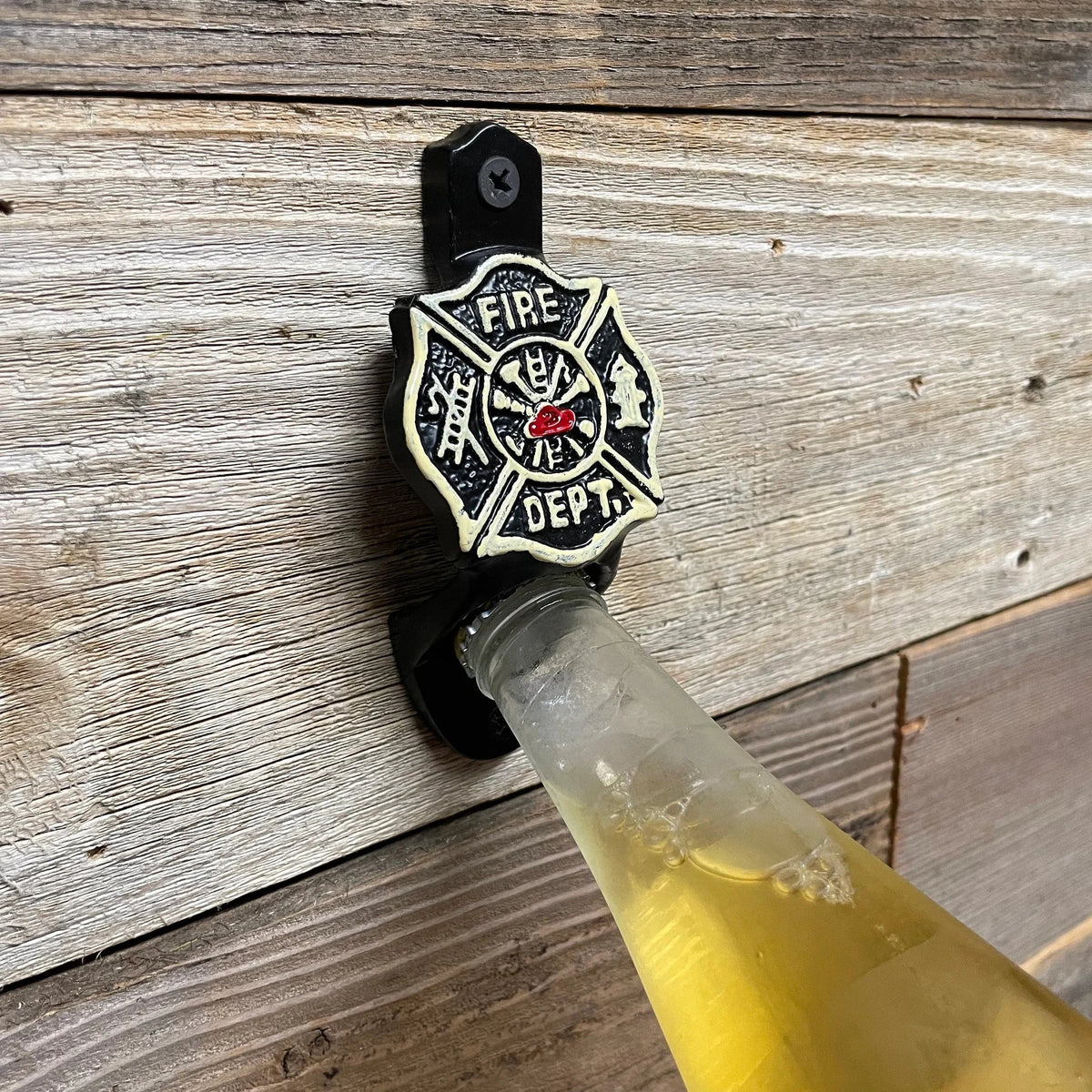 Fire Department Shield Wall Mount Bottle Opener – Iron Forged Tavern