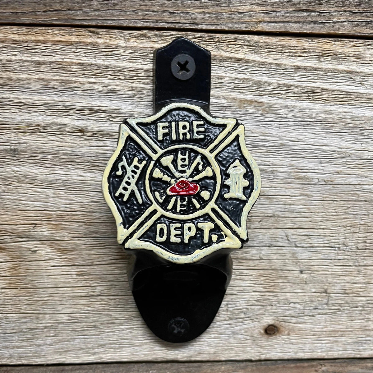 Fire Department Shield Wall Mount Bottle Opener – Iron Forged Tavern