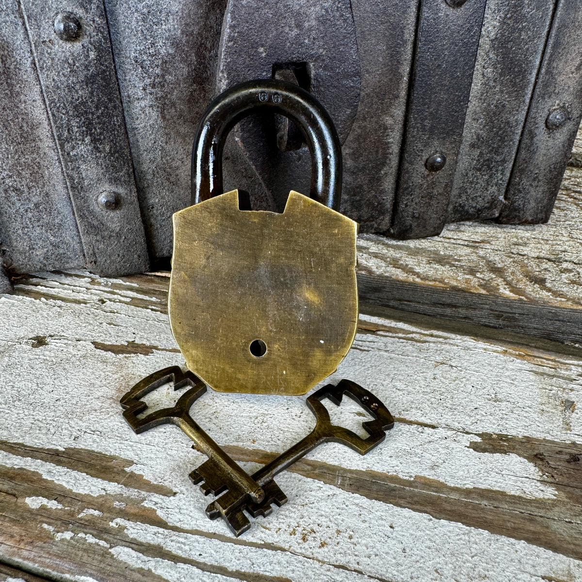 Indian Motorcycles Brass Padlock | Vintage Biker Decor – Iron Forged Tavern