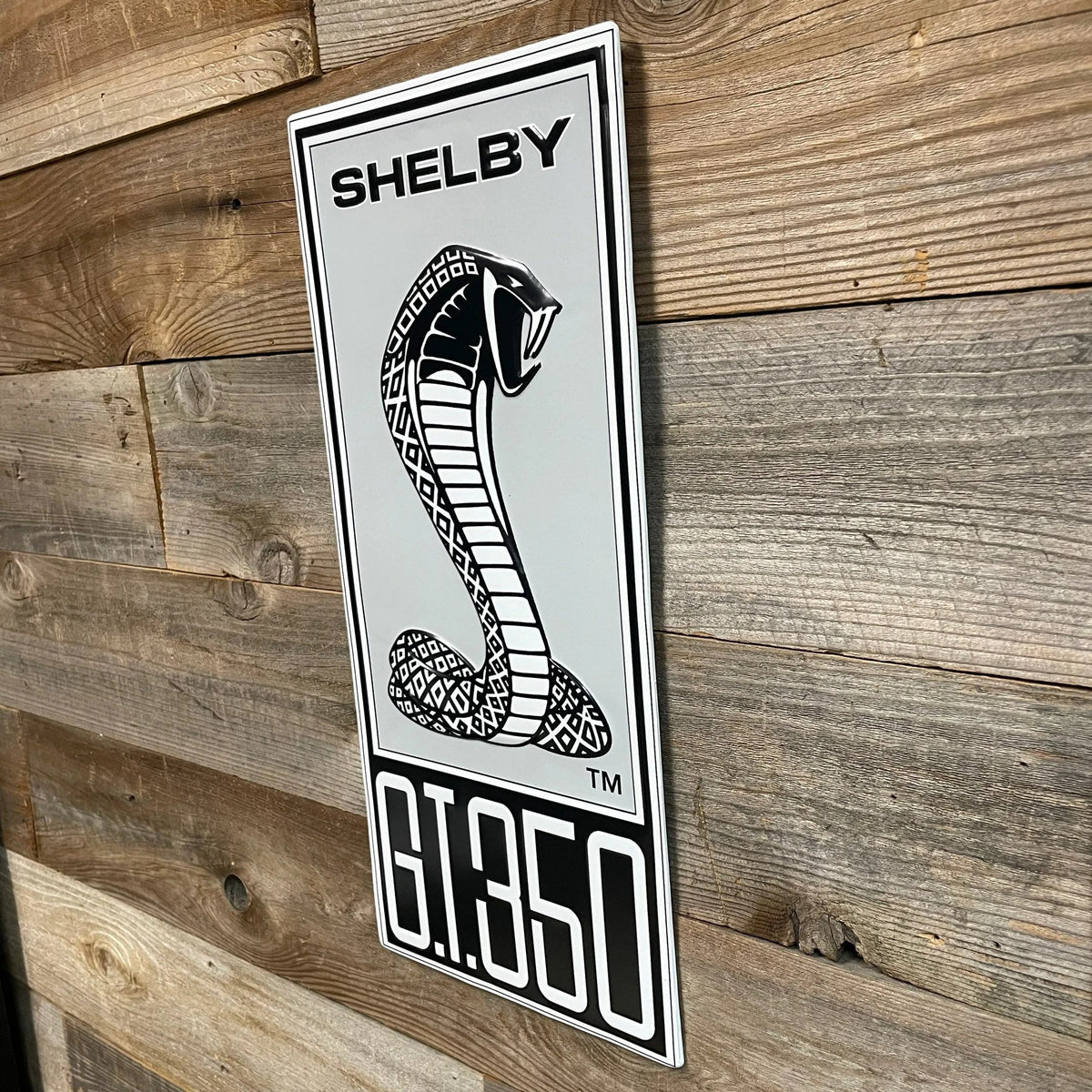 Shelby GT350 Cobra Embossed Shaped Metal Sign – Iron Forged Tavern